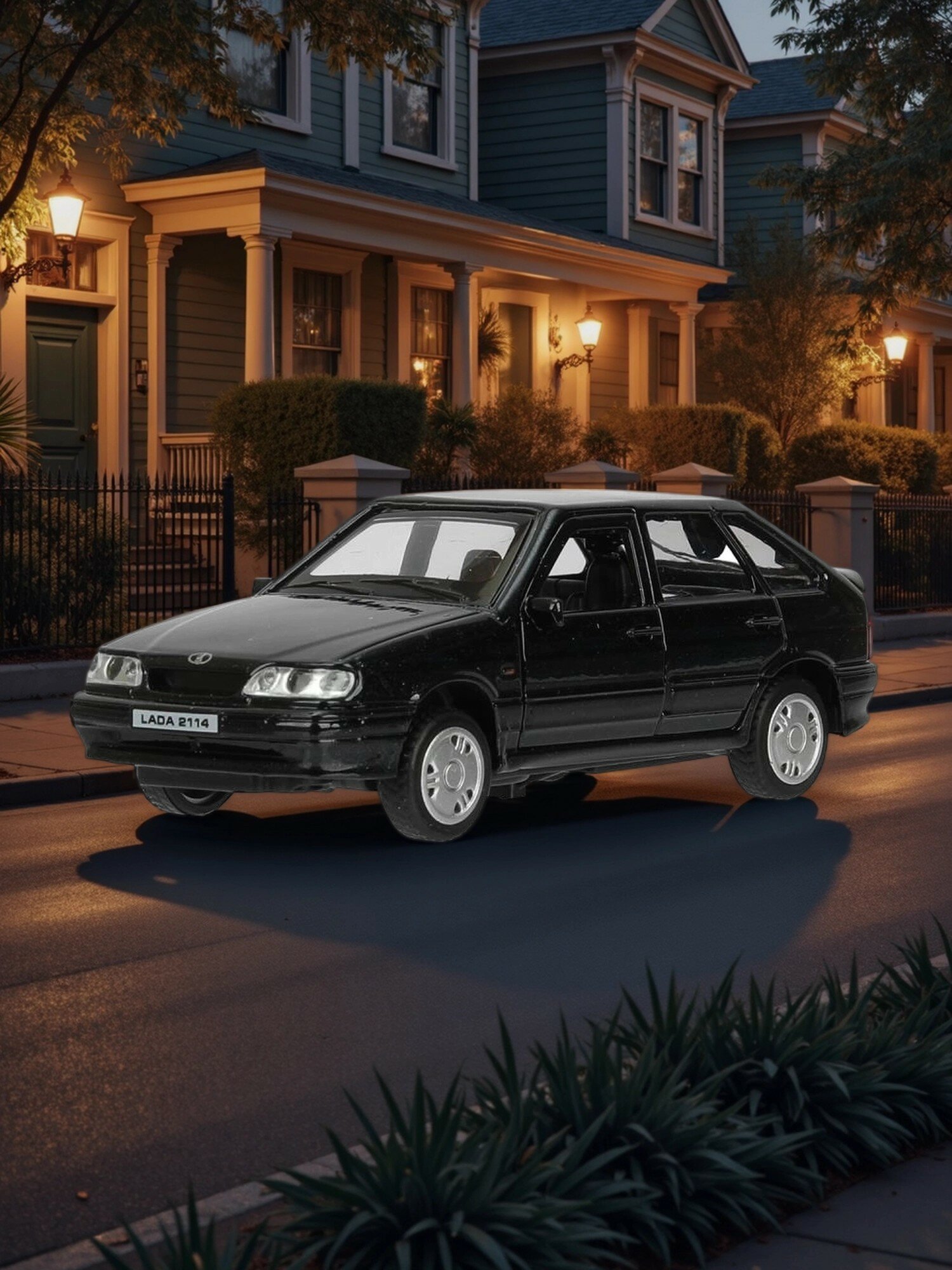 Машинка металлическая инерционная Технопарк LADA 2114 Самара, 12см, черная