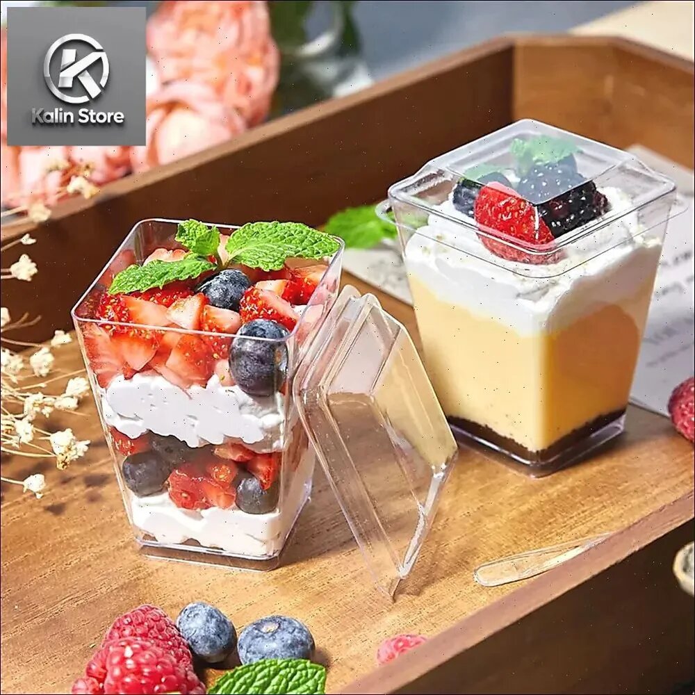 Креманка пластиковая одноразовая 100-200 мл стаканчики для десертов и трайфла 10 шт