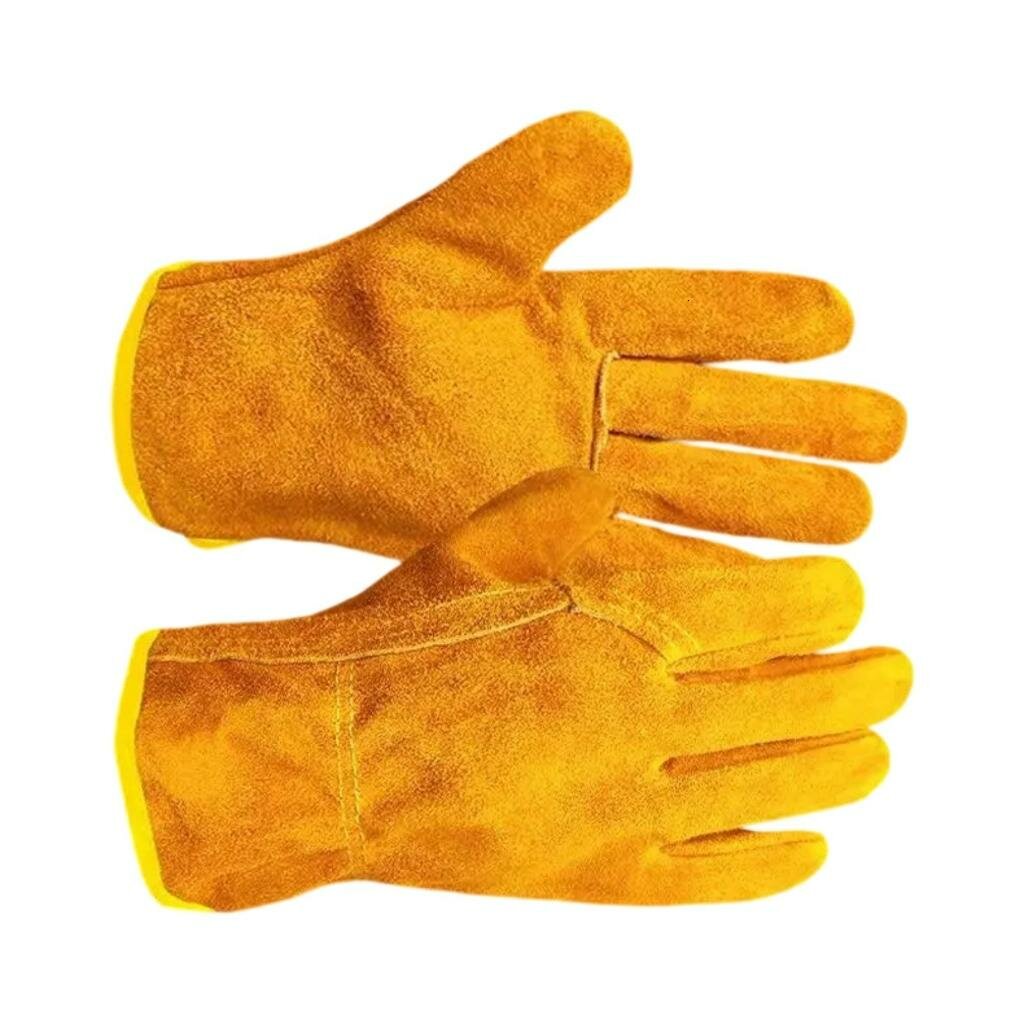 Рабочие кожаные перчатки для строительства и сада, Желтая воловья кожа