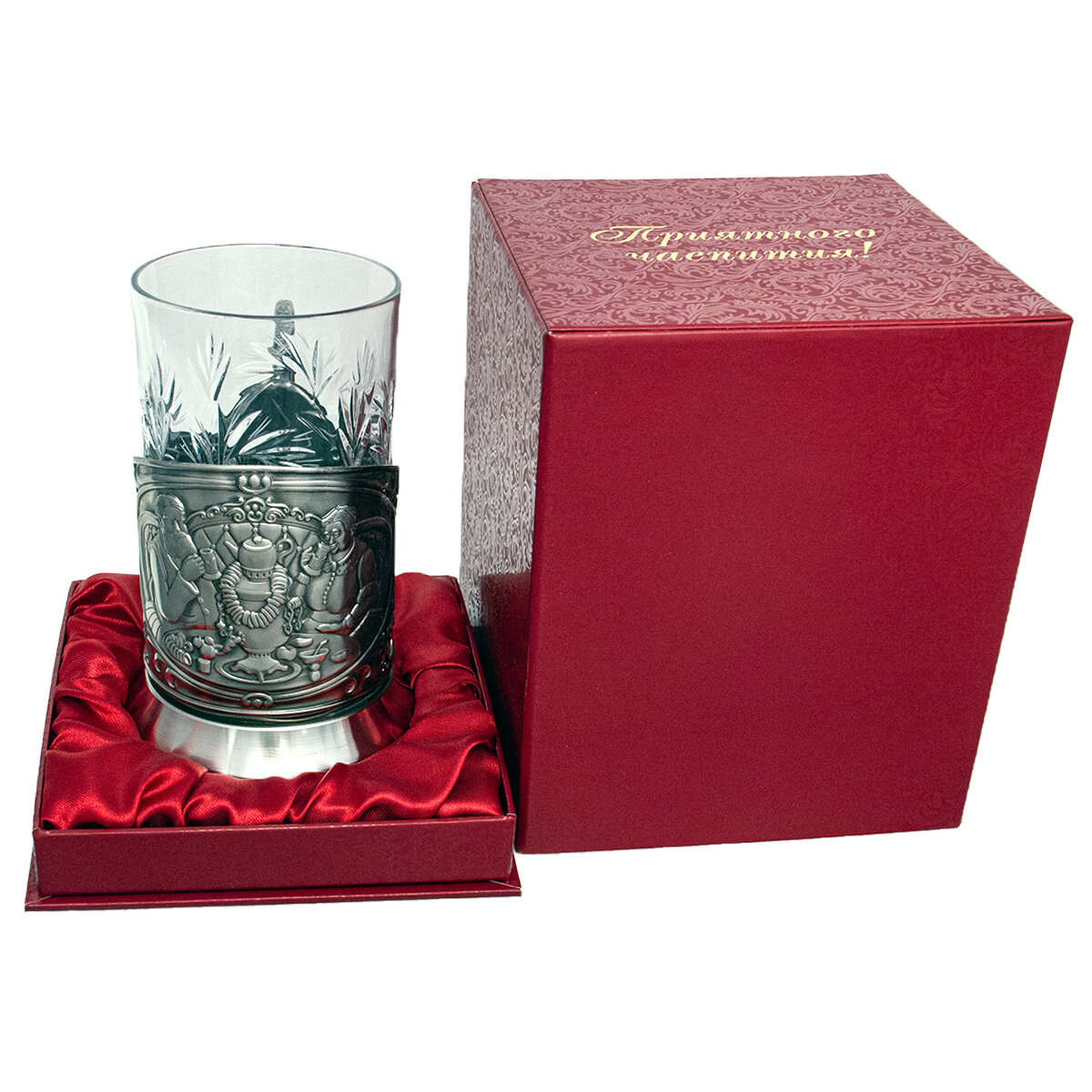 Подстаканник "Русское чаепитие" - картон. футляр, хруст. стакан, штамп ПД-371ШУ