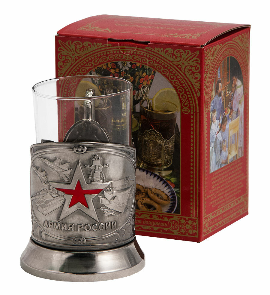 Подстаканник "Армия" - картон. коробка, стекл. стакан, штамп ПД-367КС