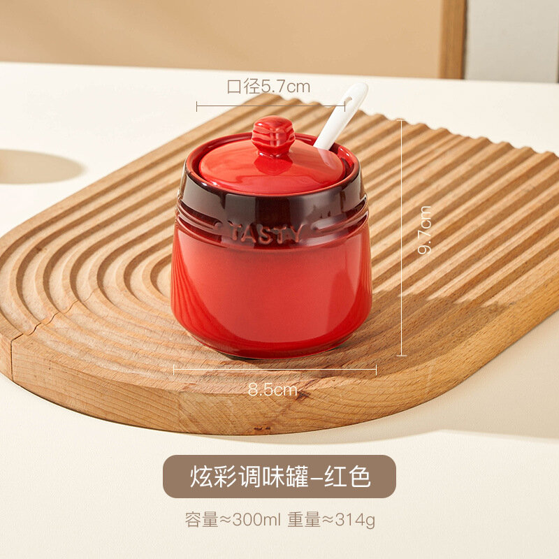 Высококачественная керамическая бутылка для приправ с ложкой для кухонного использования, влагонепроницаемая коробка для приправ для масла, чили, MSG, соли и других специй