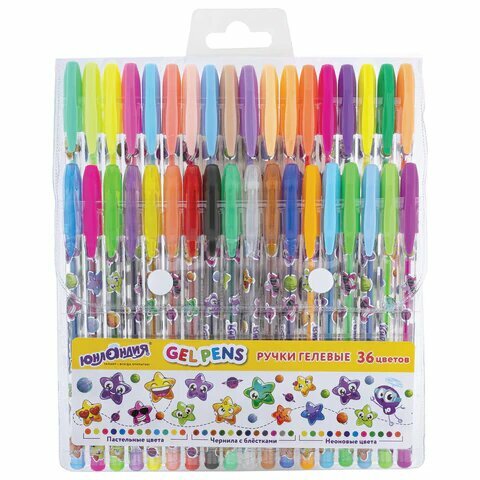 Ручки гелевые юнландия, набор 36 цветов, узел 1 мм, линия письма 0.5 мм, 144451