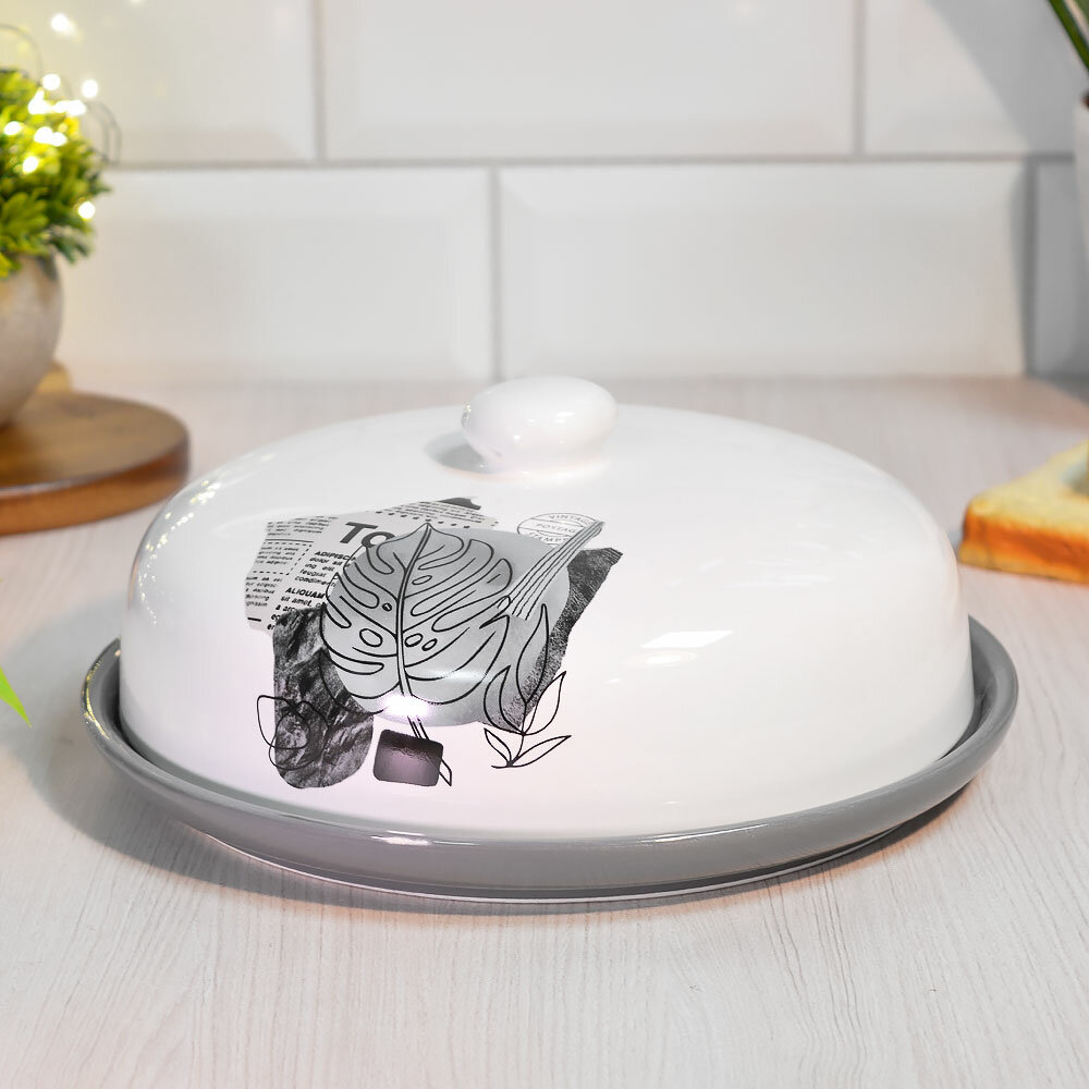 Блюдо для блинов "Today" 23см, керамика, с крышкой, подарочная коробка