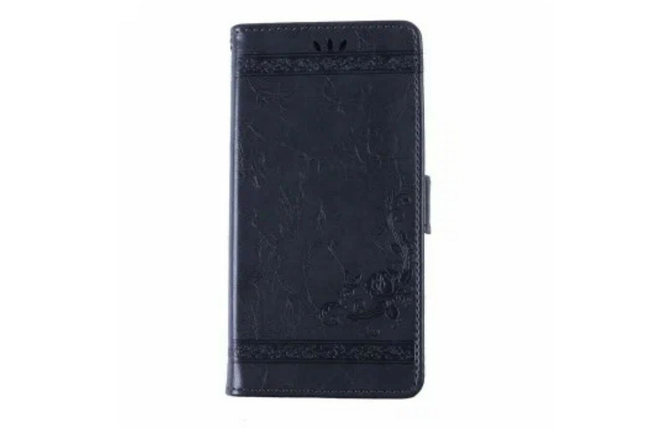 Чехол MyPads для Vsmart Joy 4 из качественной импортной кожи с тиснением тематика книга в Винтажном стиле Ретро черный
