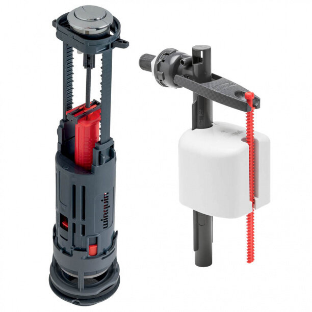 Арматура для бачка WIRQUIN два режима слива, боковой подвод, пластиковый штуцер 1/2"