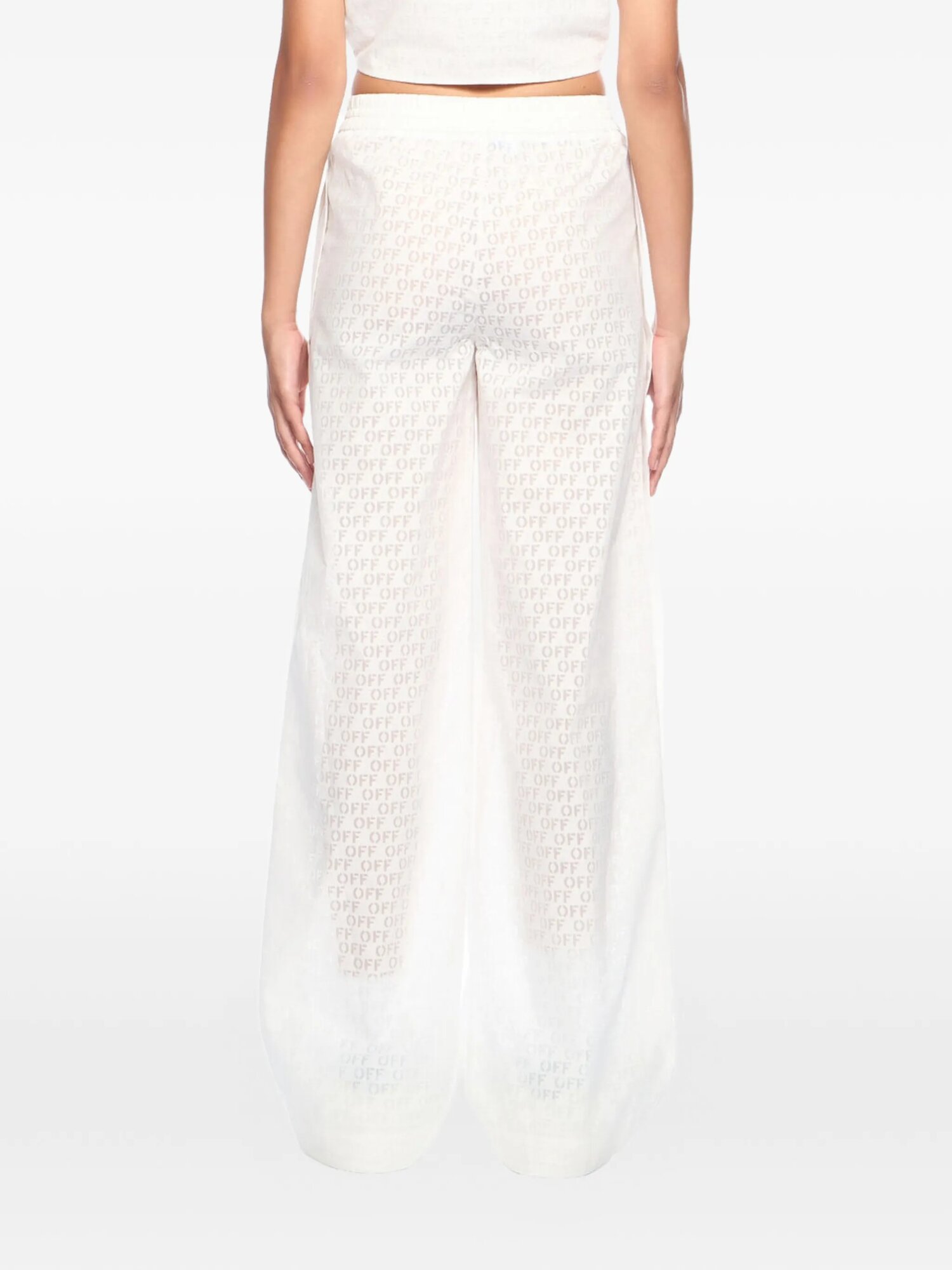 Брюки Off-White Drawstring trousers, размер 38, бежевый/белый — фото 1