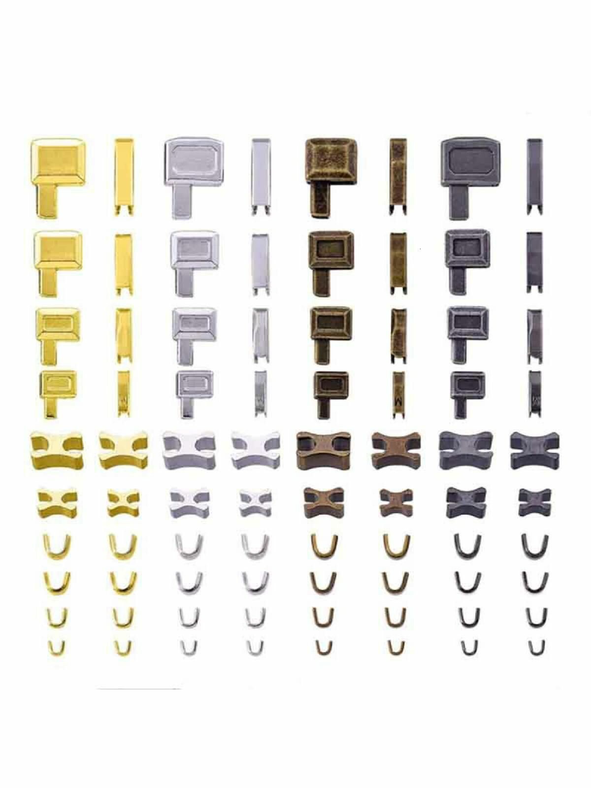 Металлический набор для ремонта молний, вставной штифт, нижний ограничитель #3 #5 #8 #10, для одежды, курток, сумок, чемоданов, шитья, - Набор из 80 штук