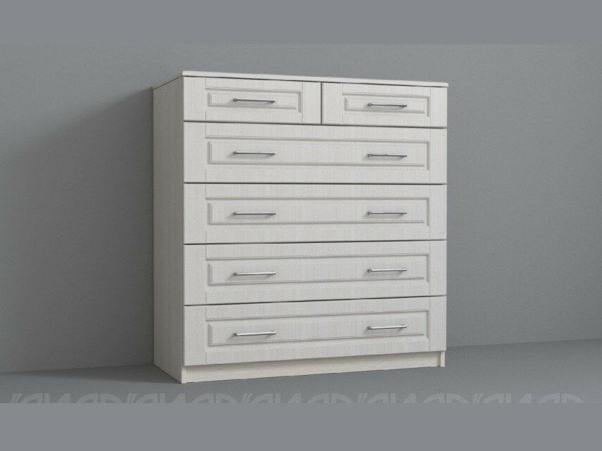 Комод в стиле кантри, 6 ящиков, Бодега белая/сандал (МДФ/ЛДСП)