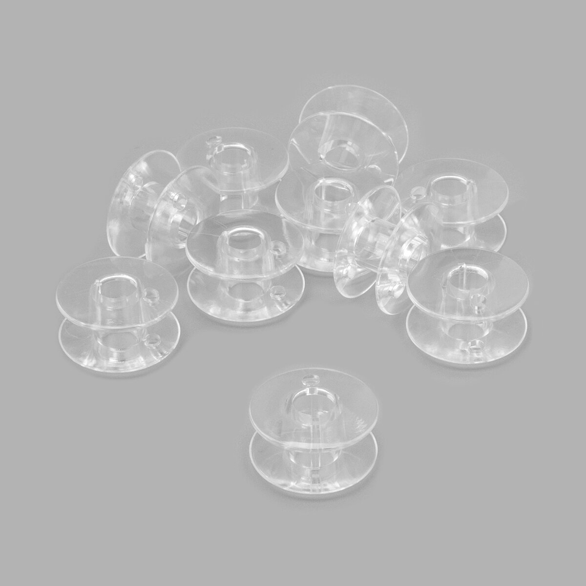Шпульки для швейных машин, 10 шт, диаметр 19 мм, высота 11 мм, прозрачный пластик, Айрис