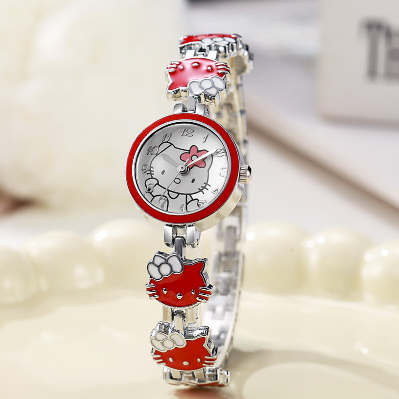 Детские часы, Электронно-кварцевые часы Hello Kitty со стальным браслетом