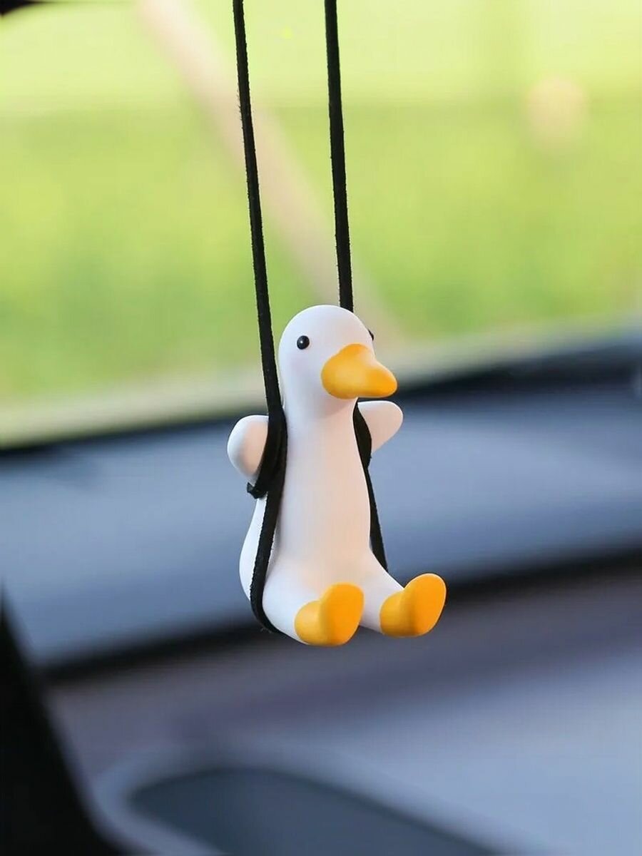 Подвесная фигурка гуся утки на веревочных качелях для зеркала в автомобиле, декоративный брелок