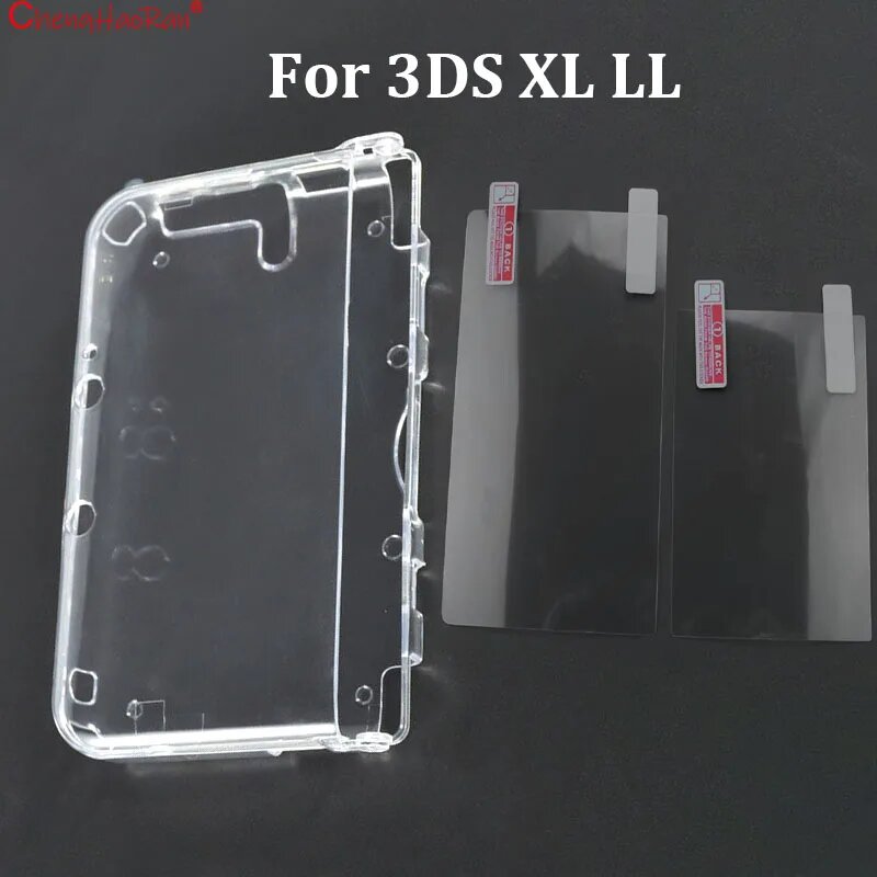 Прозрачный чехол для Nintendo 3DS XL LL + 2 шт. защитных стекла
