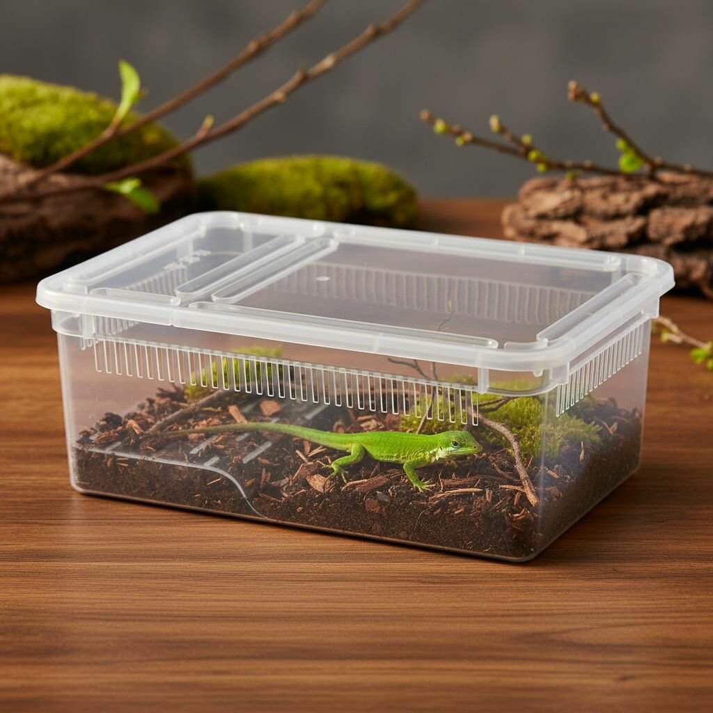 Прозрачный пластиковый террариум для рептилий с дышащими отверстиями, портативный ящик для насекомых, для разведения и кормления ящериц, змей, пауков и лягушек