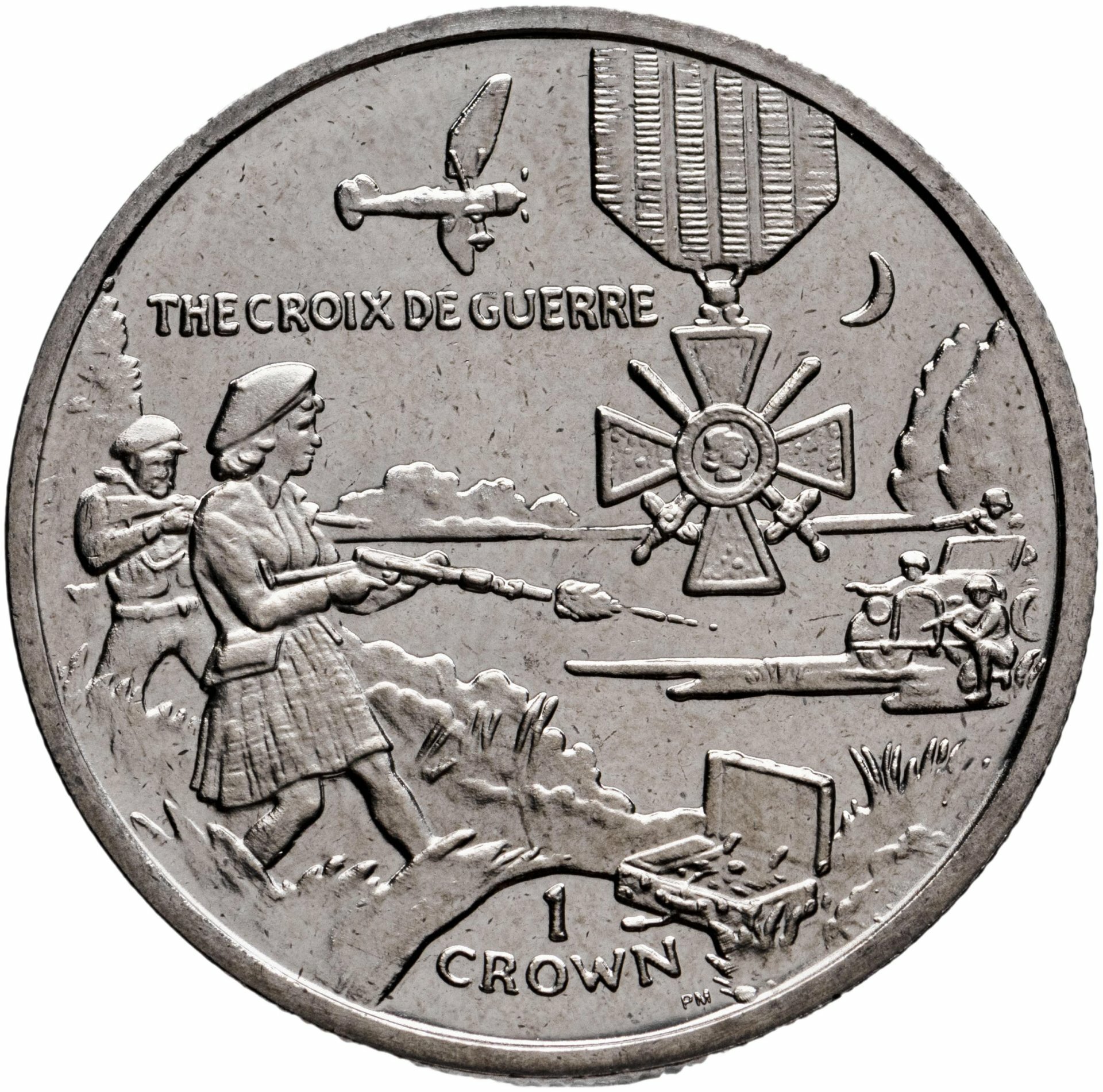 Остров Мэн 1 крона 2004 "Французский крест", Мельхиор медь-никель, в сохранности BUNC