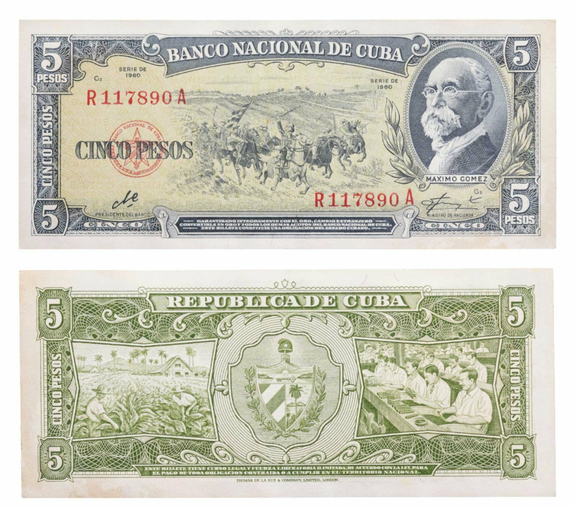 Куба 5 песо 1960 года P-91c подпись Че Гевара
