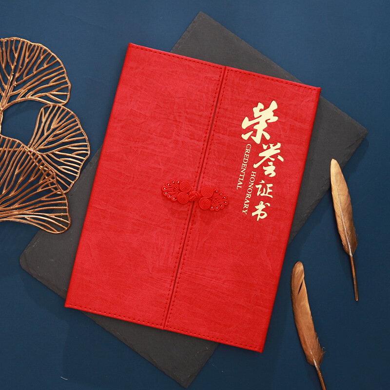 Наградная пластина формата А4 в кожаной обложке с кнопкой, высококачественная вертикальная обложка для награды выдающегося сотрудника.