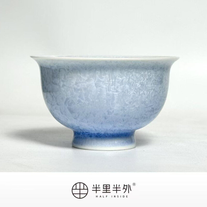 Кристальная глазурь, чашка мастера с цветочным рисунком, одиночная чашка, синяя, личная чайная чашка, керамическая чашка для дегустации, чашка для кунг-фу чая