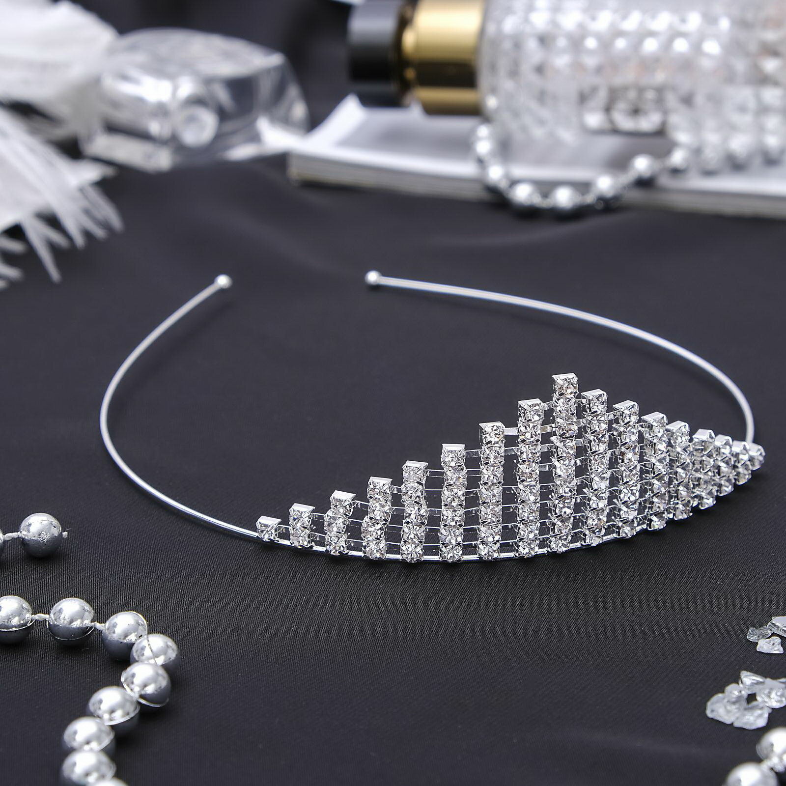 Диадема для волос "Россыпь", корона, 3.5 см, серебро, тип: диадема