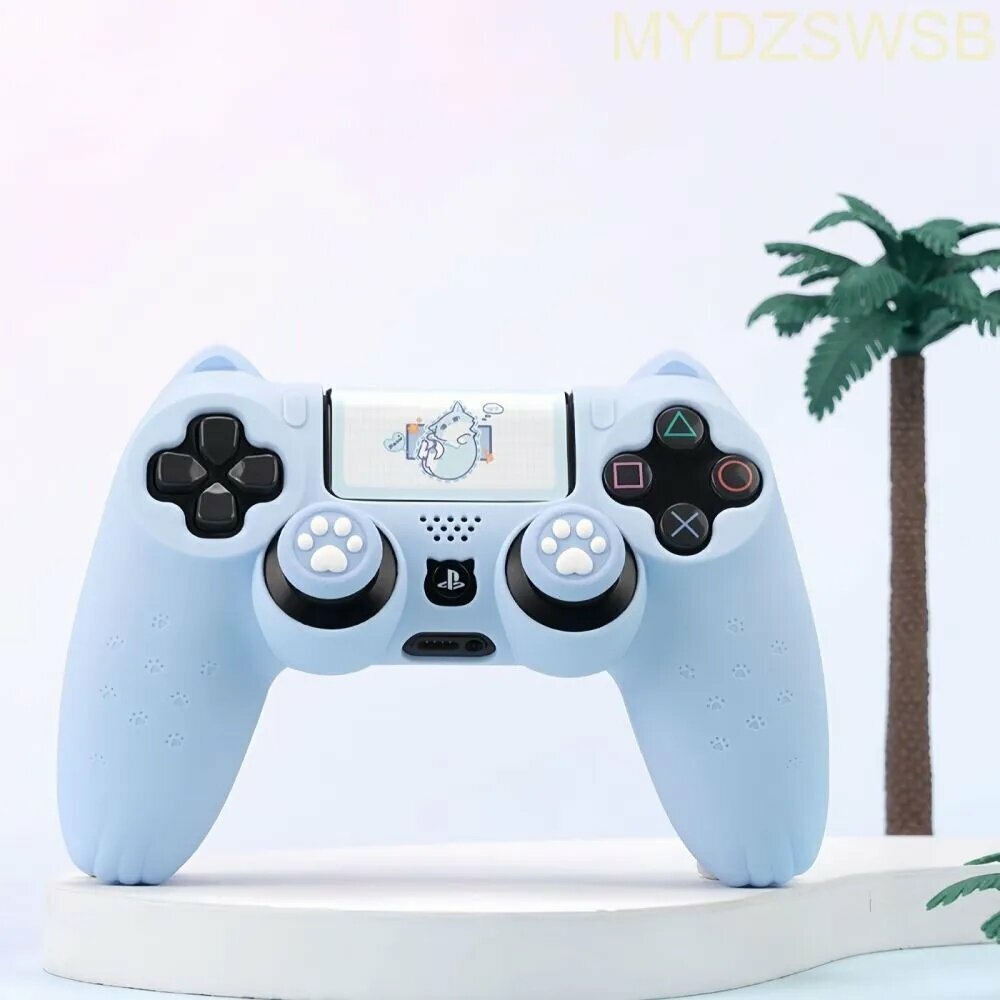 Чехол для контроллера PS4 / Мягкий силиконовый чехол Mark Life с милыми котоушками / анти скольжение и потоотделение