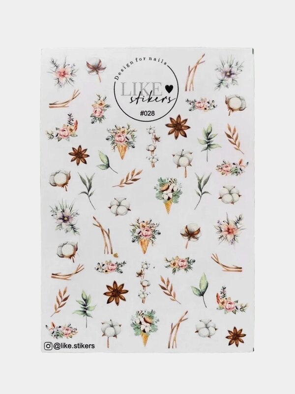 Слайдеры (водные наклейки) для дизайна ногтей 3D цветы