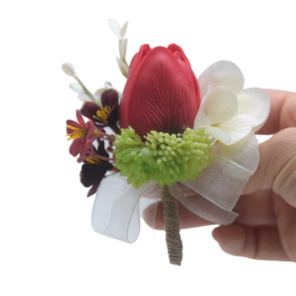 Бутоньерки для жениха и невесты, 4 шт, красный