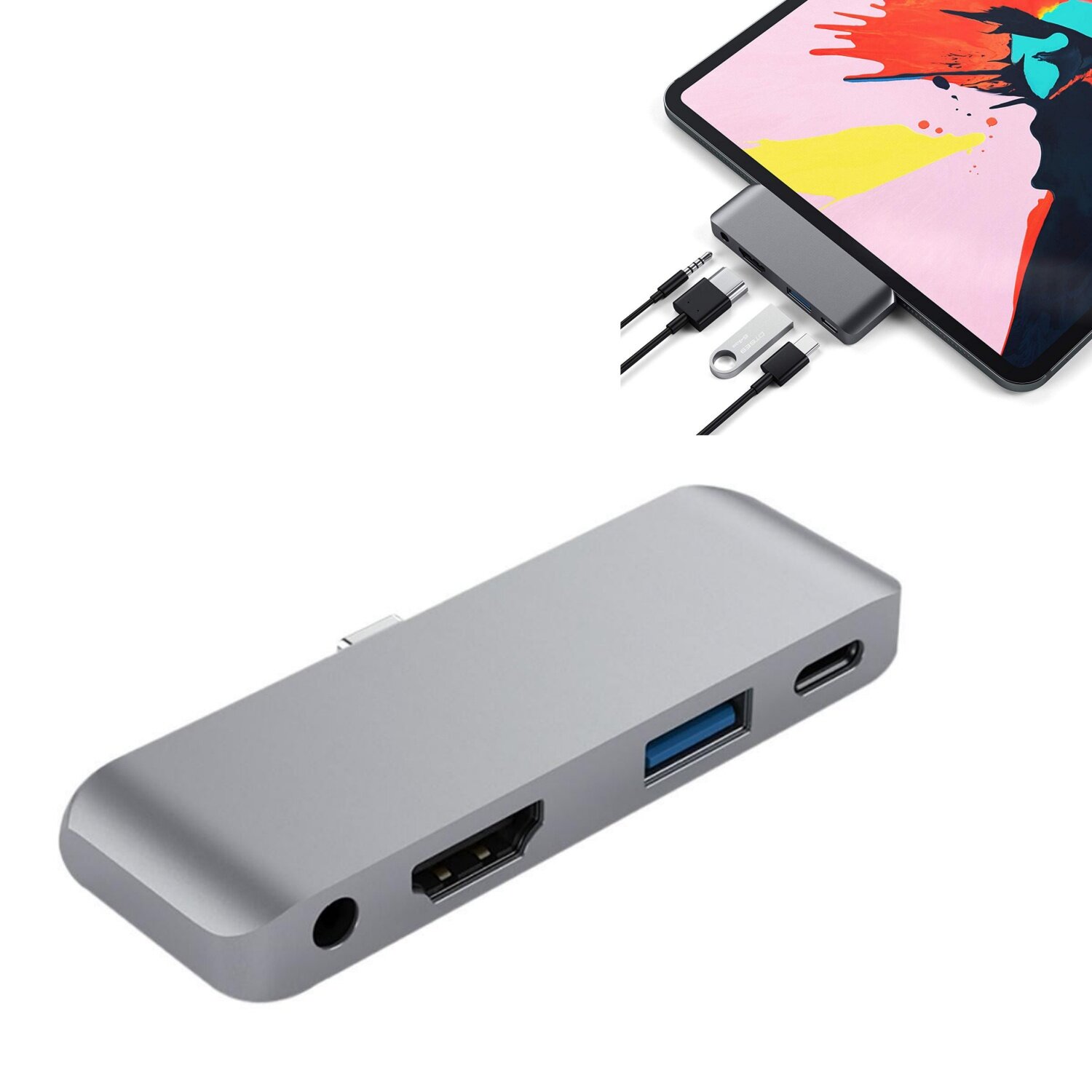 Подходит для ipad pro Hub USB-C — HDMI + 3,5 + USB + PD-концентратор док-станции типа C