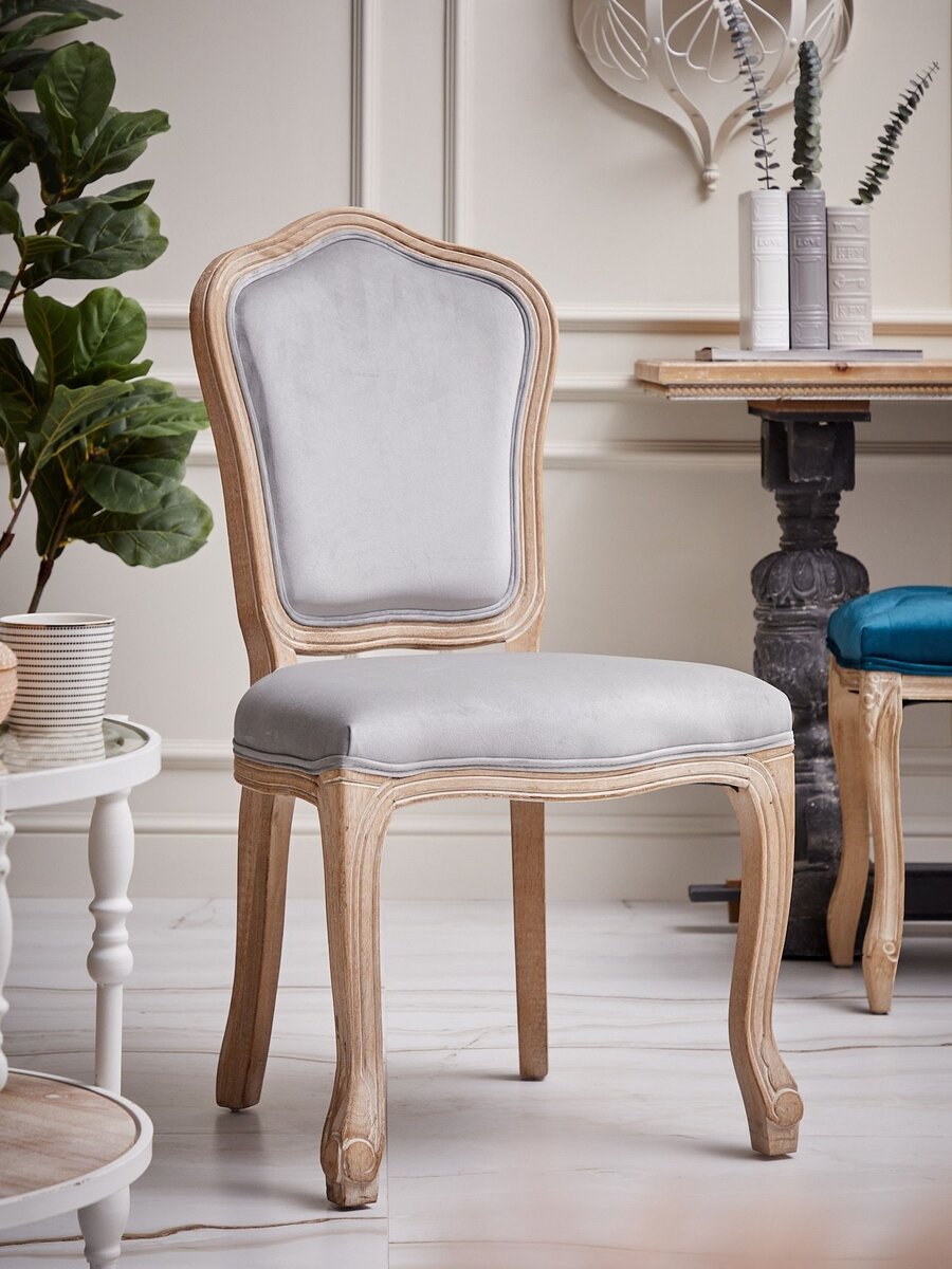 51-093 Стул Богемия 52х50х100см, Дерево, полиуретан, велюр, серый, Glasar