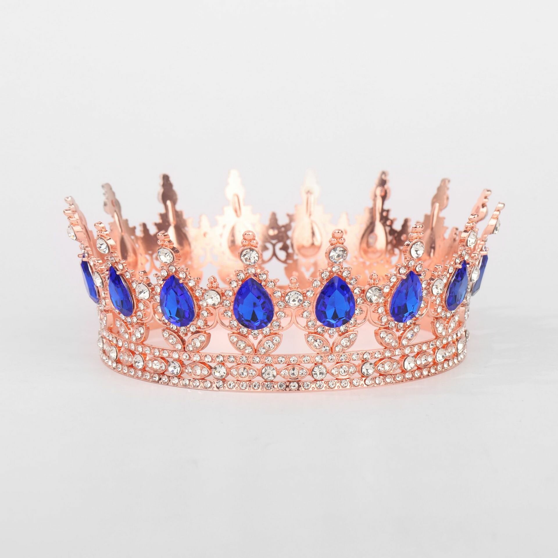 Кросс-бордерные европейские и американские стильные винтажные цветные кристаллические круглые большие короны барокко принцессы свадебные аксессуары для волос