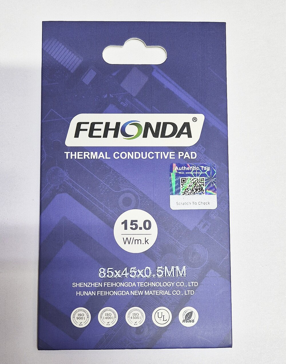 Термопрокладка Fehonda 85x45x0.5мм, 15 Вт/(м·K) FHND-15W-85X45-0.5