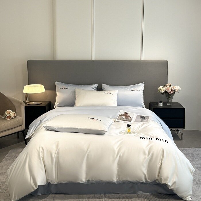 Набор из четырех предметов из вышитого жемчужного хлопка, легкие роскошные простыни и пододеяльники, приятные для кожи