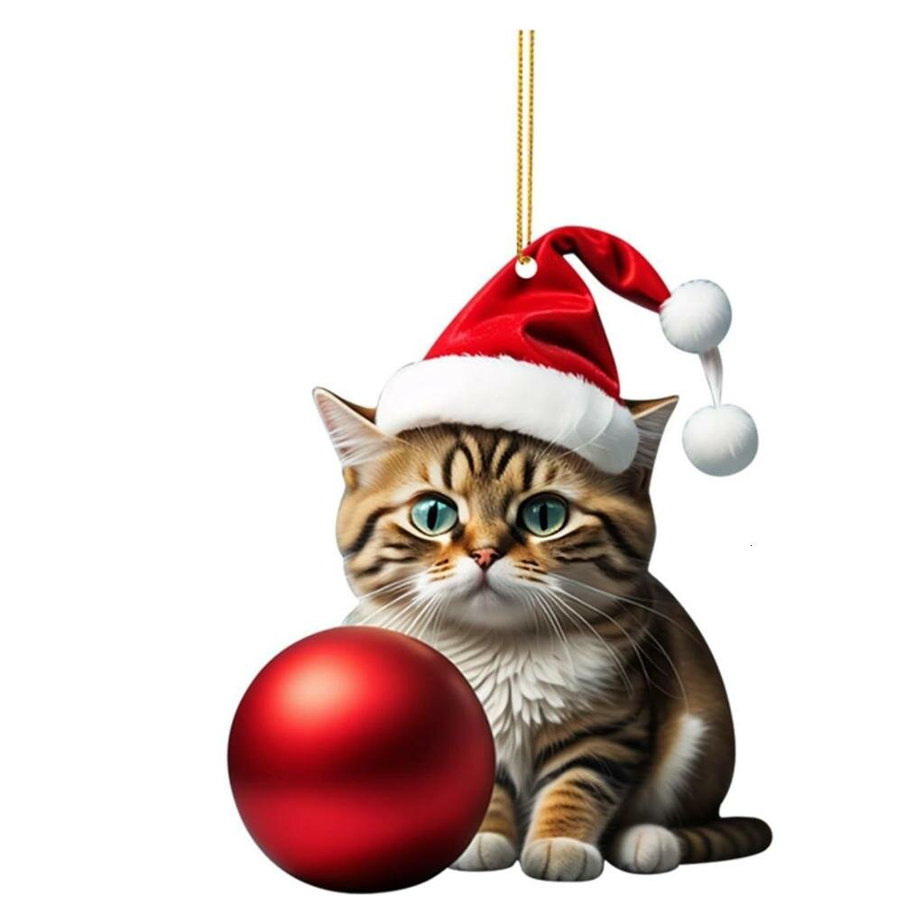 Смешной котёнок — ёлочная игрушка, 5