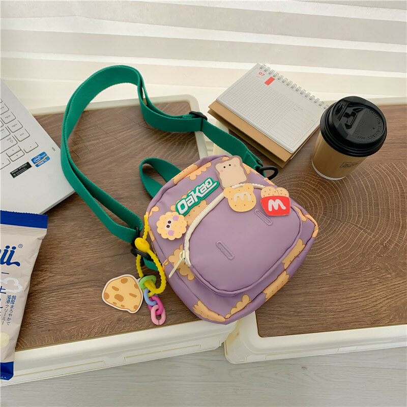 Милая детская сумка, новая 2025, стильная девочка, свежая печенье, маленькая тканевая сумка, повседневная сумка для телефона, сумка через плечо