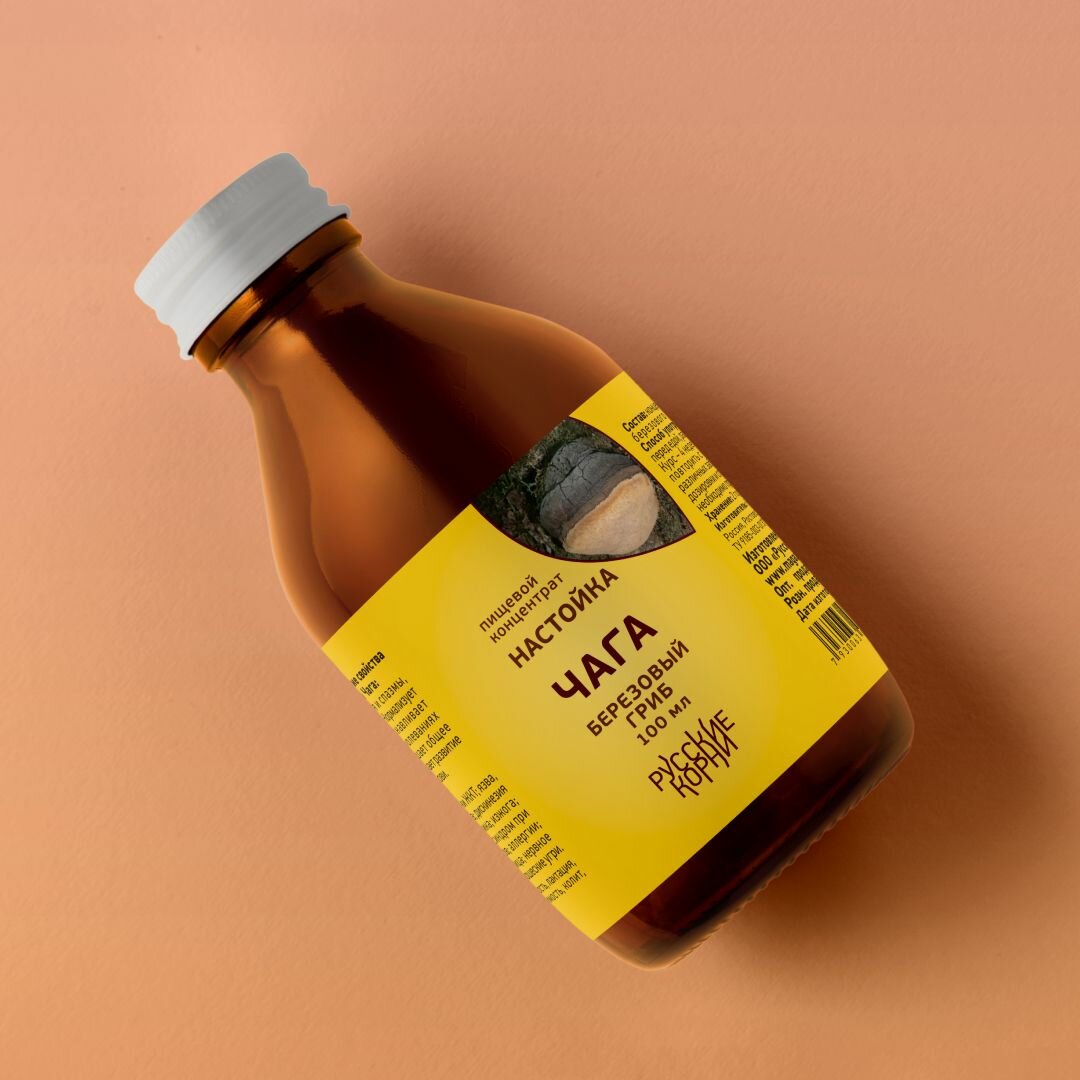 Чага натуральная березовая Настойка Русские корни100 мл