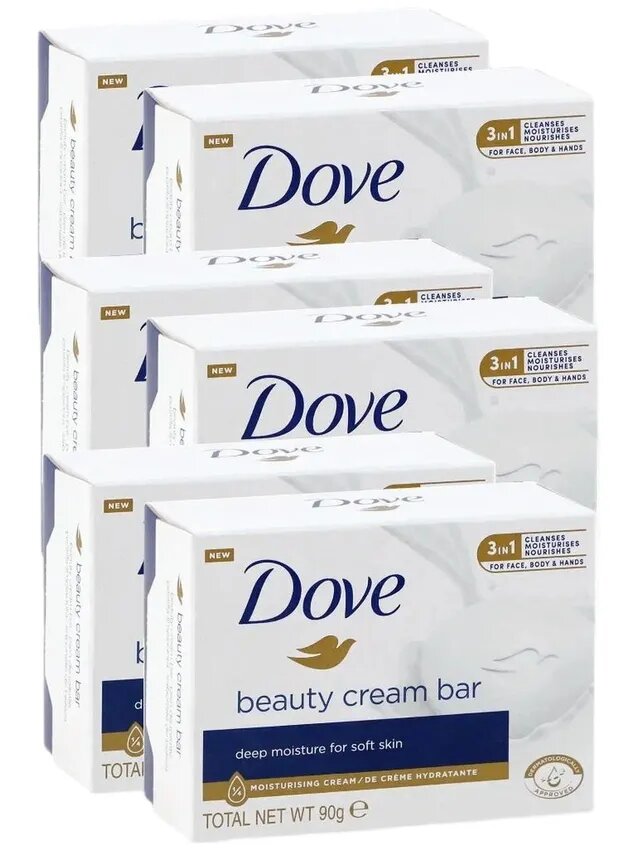 Dove Крем-мыло туалетное Красота и уход Увлажнение 6шт. по 90г.
