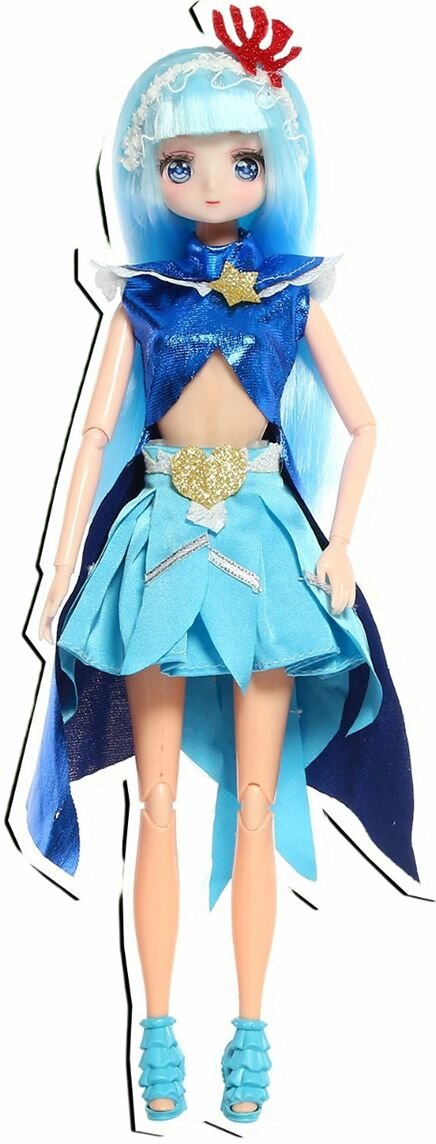 Детская модельная кукла "Клуб девочек-волшебниц" в платье и туфлях, шарнирная с подвижными руками, пластиковая куколка для девочки, длинные голубые волосы для причёсок, высота 30 см