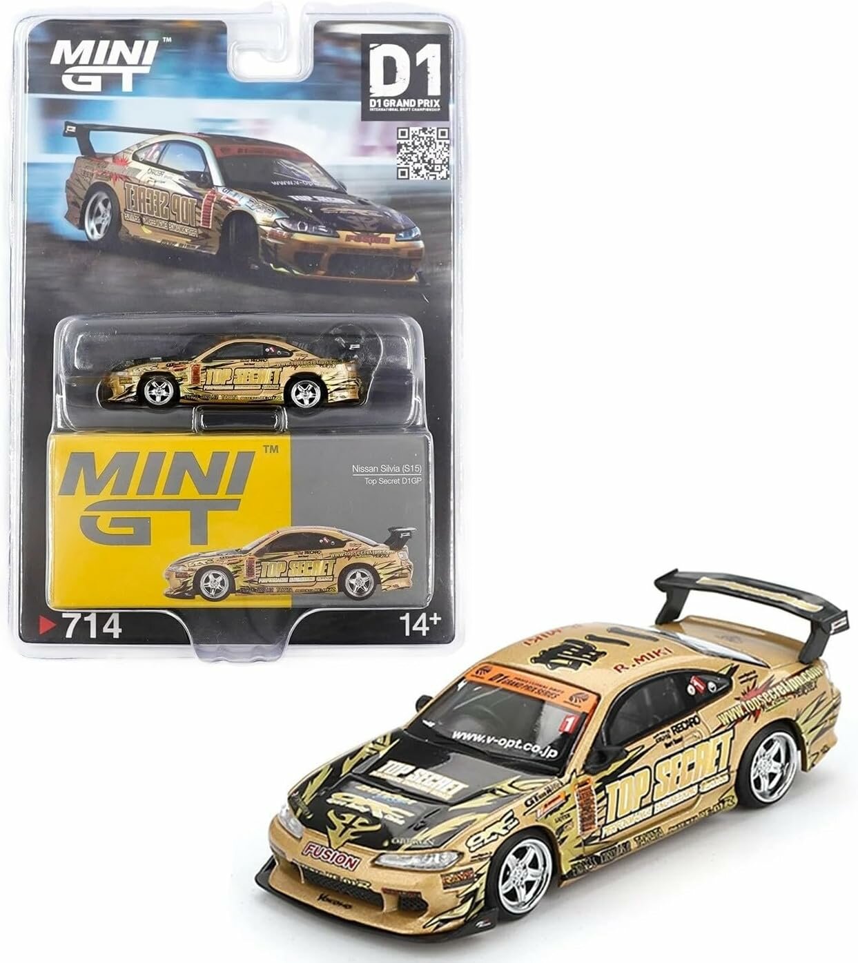 Mini GT Nissan Silvia (S15) Top Secret D1GP #714 (year 2024, MGT00714) - коллекционная Premium машинка