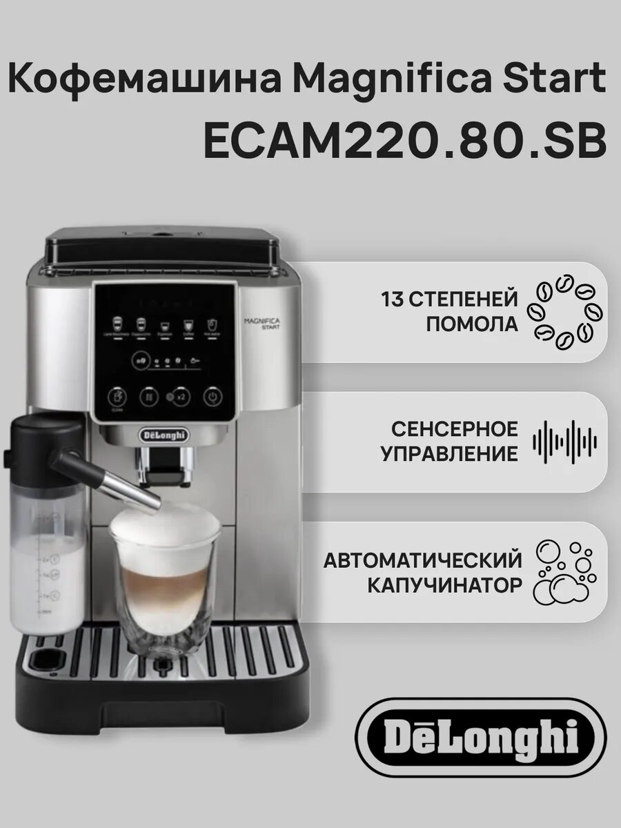 Кофемашина De'Longhi ECAM220.80, автоматическая, сенсорное управление, встраиваемая