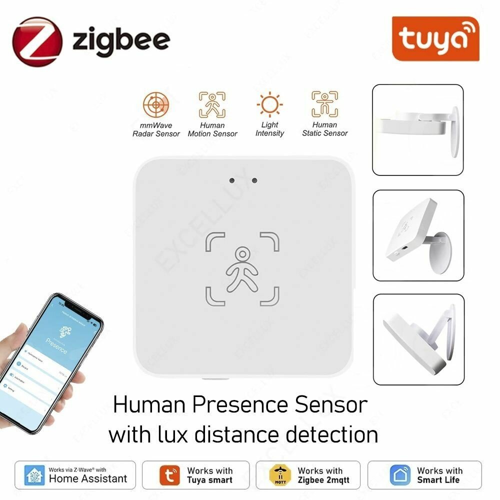 Умный Zigbee 3.0 датчик света и движения, Tuya Smart Life, 5.8G MmWave Радар Датчик присутствия человеческого тела