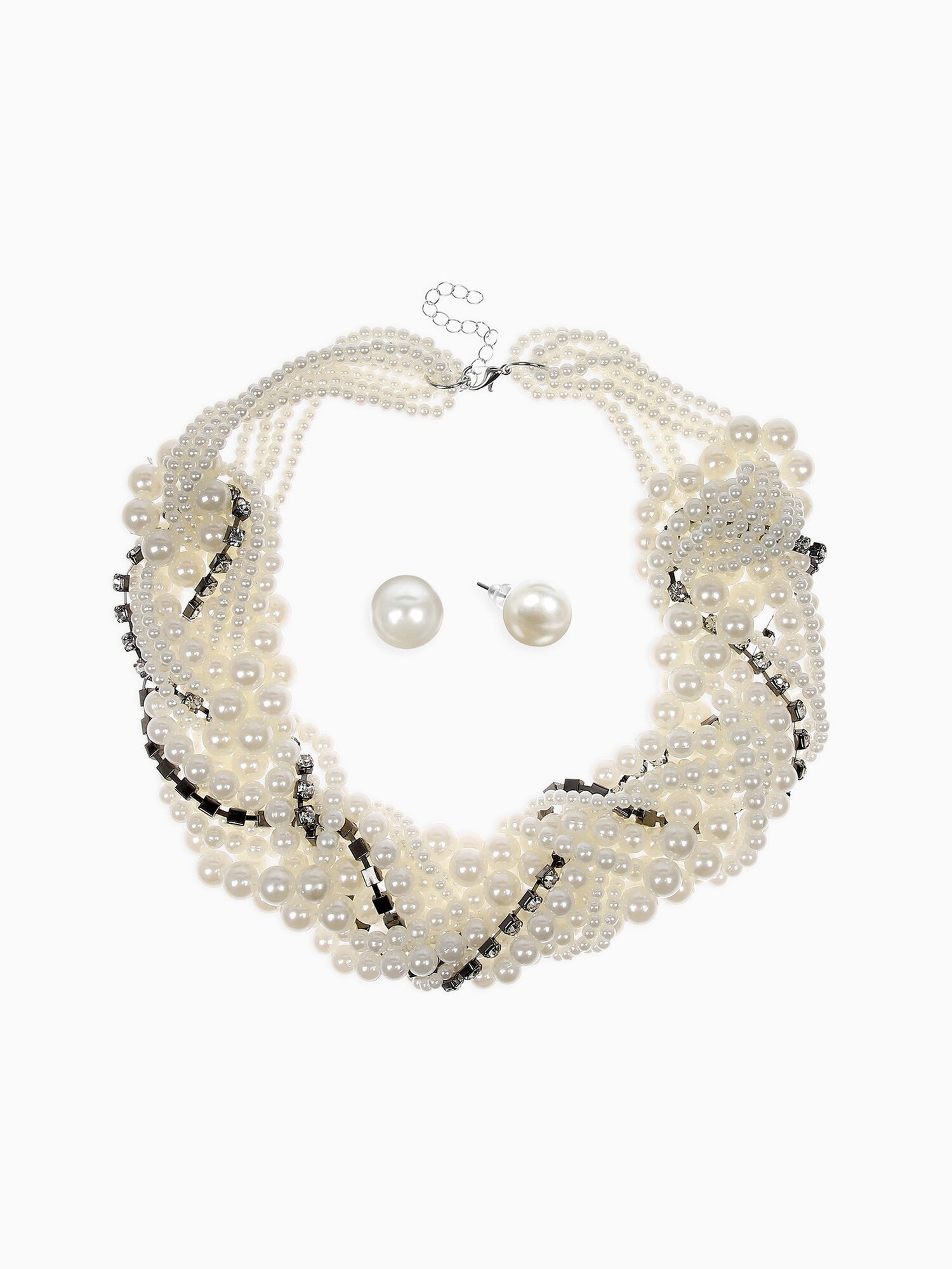 Комплект бижутерии: колье, серьги, жемчуг имитация