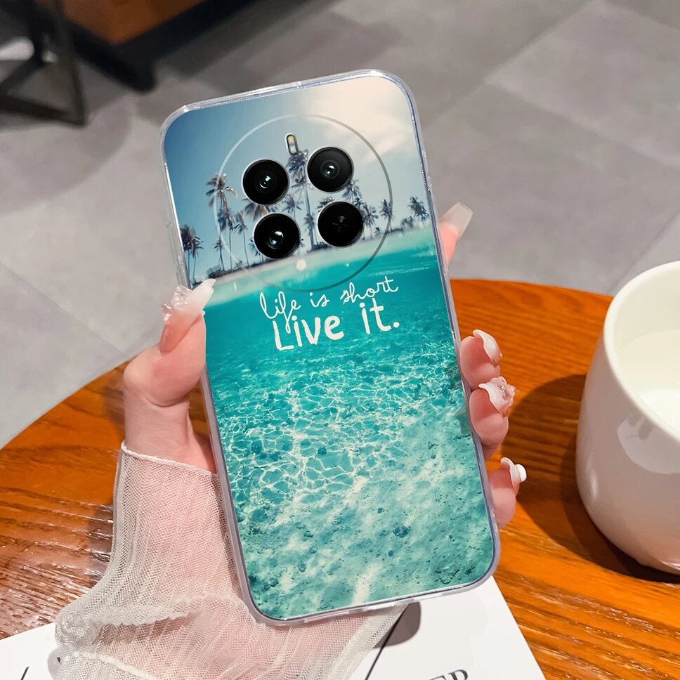Чехол для Realme 12 Pro Plus 5G с милыми красивыми цветами, прозрачный U365, Realme 12 Pro Plus