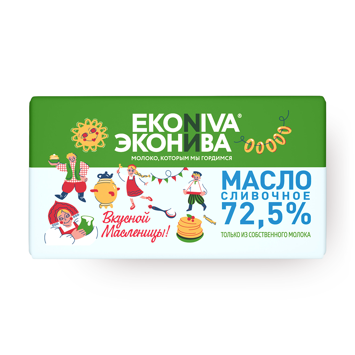 Масло сливочное ЭкоНива, коровье молоко, жирность 72,5%, 180 г