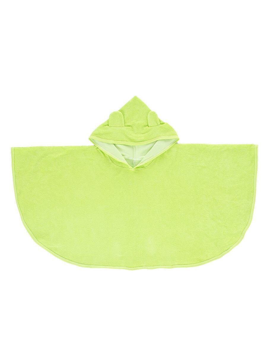 Пончо детское из махры, желтое, размер 92, с капюшоном, мягкое и уютное