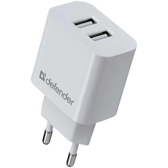 Сетевой адаптер Defender UPA-22 белый, 2xUSB, 2.1А