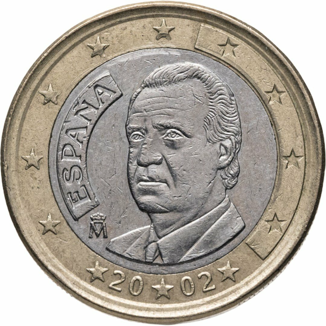 Испания 1 евро 2002, Биметалл, в сохранности XF