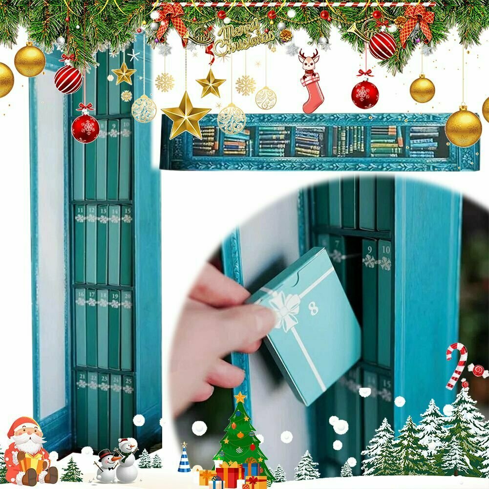 Мини книга с подарками на каждый день, 24 окна, синий