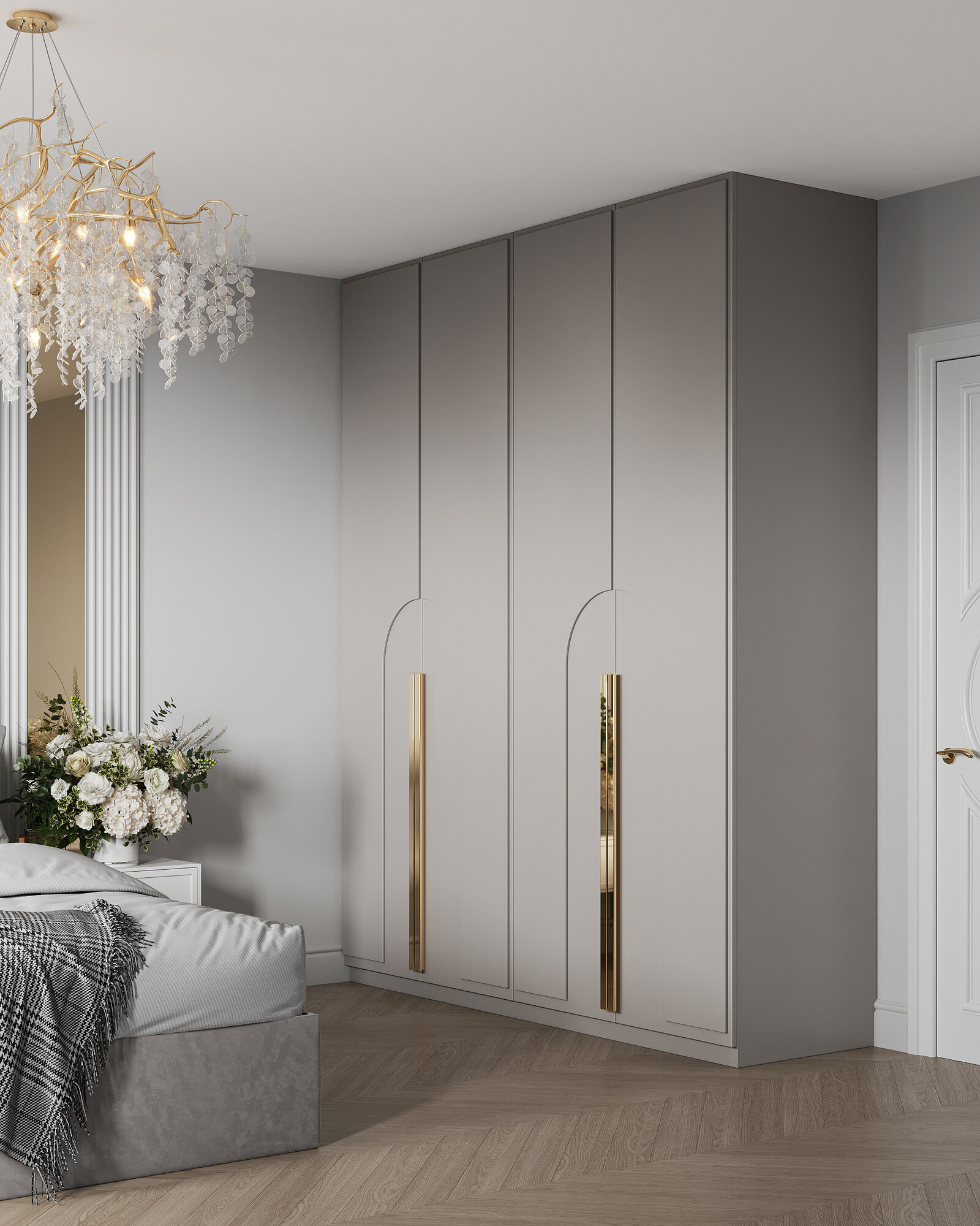 Шкаф Альфина, для спальни, МДФ, распашной, современный, с ручками в прихожую, детскую