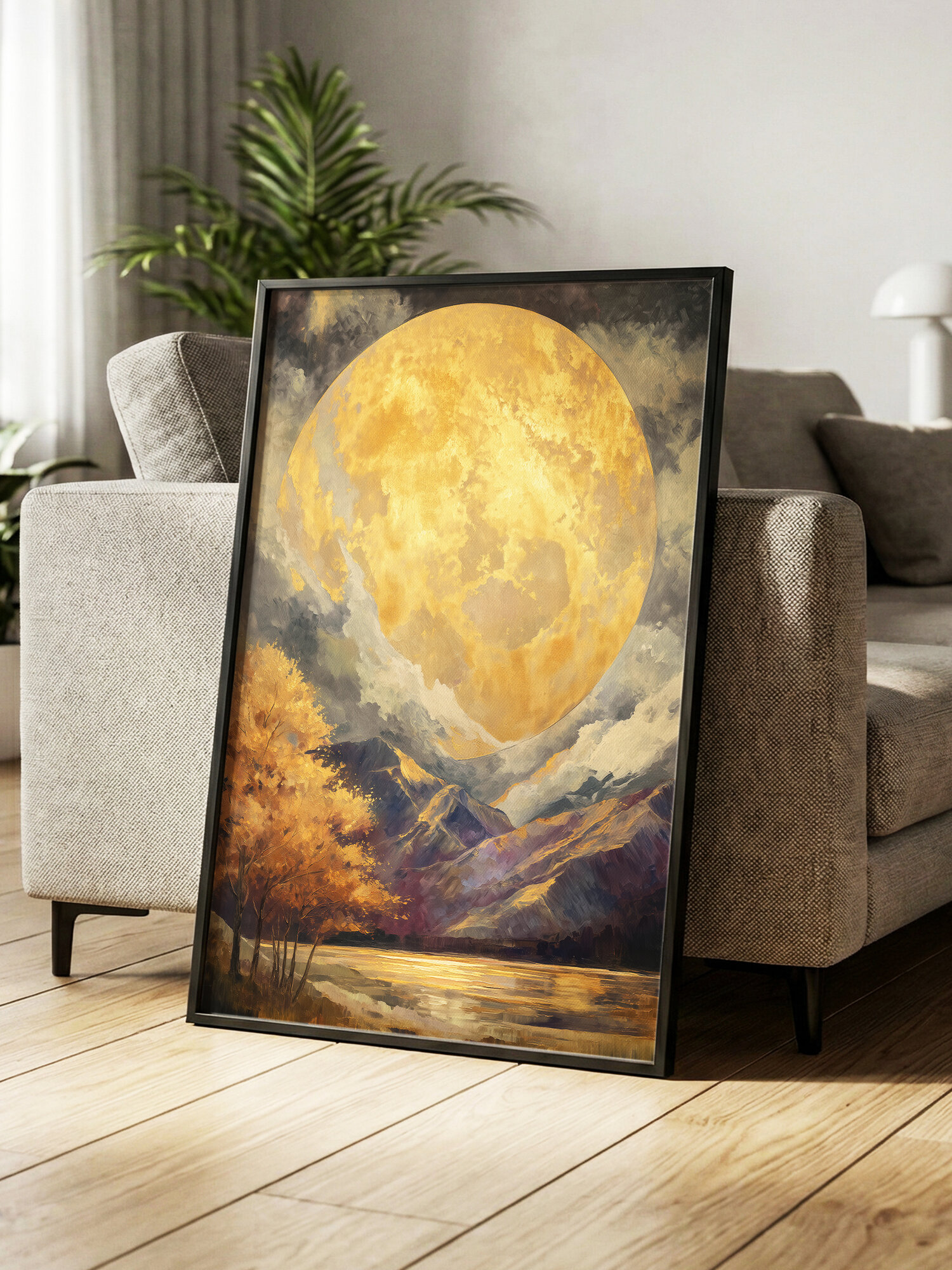 Картина в тёмной раме Postermarket "Солнце " на холсте, 50x70 см