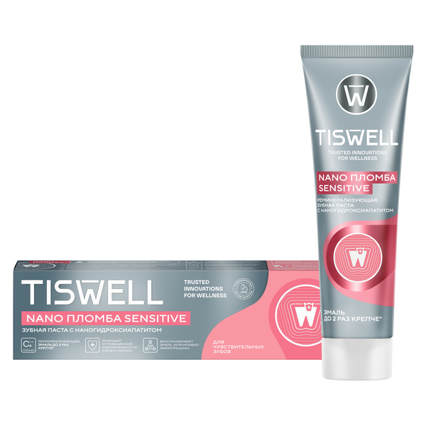 Зубная паста Tiswell реминерализующая от кариеса для чувствительных зубов с наногидроксиапатитом, 110 гр