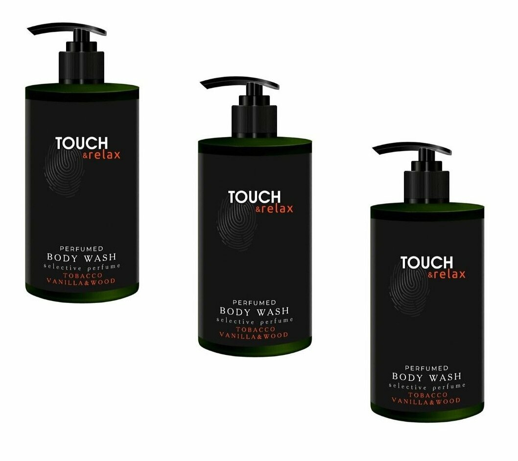 Парфюмированный гель Touch&Relax для душа Табак, Ваниль и Древесные Ноты, 450 мл 3шт